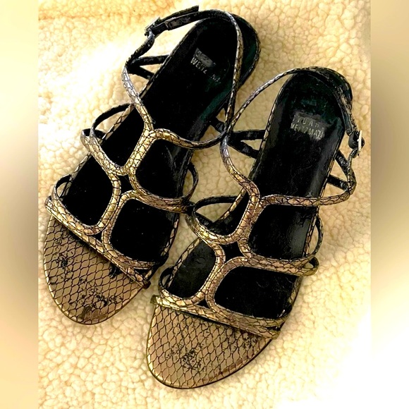 Stuart Weitzman | Shoes | Stuart Weitzman Metallic Snake Strappy Wedge ...